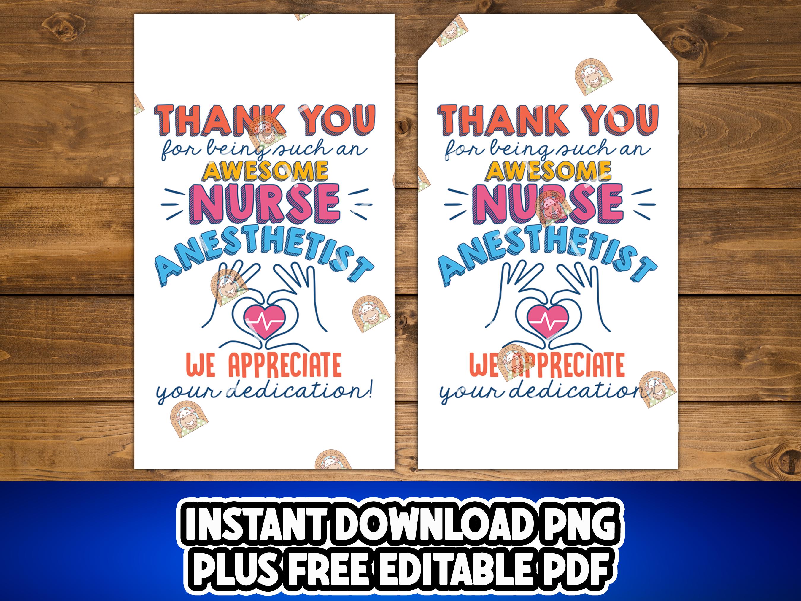 Nurse Anesthetist Gift Tag, Printable Nurse Anesthetist Week Tags ...