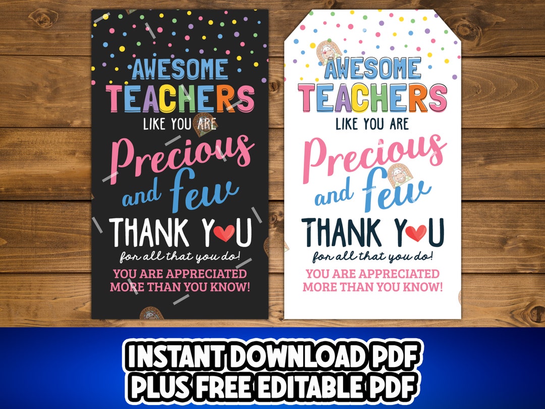 Teacher Appreciation Gift Tag Printable, Teacher Thank You Tag, End of ...