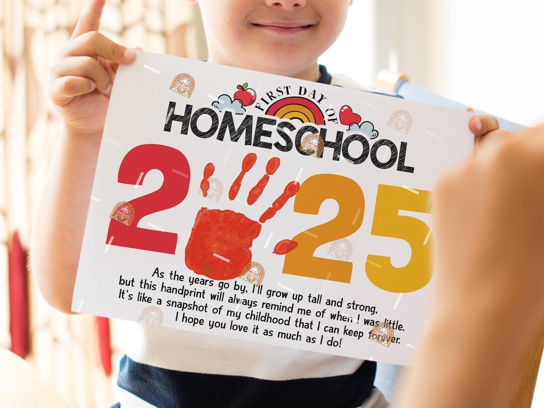 First Day of Homeschool Handprint Art Printable, Back to School ...