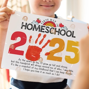 First Day of Homeschool Handprint Art Printable, Back to School ...