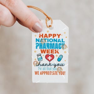 Pharmacy Week Tags Printable, Pharmacist Thank You Gift Tag, Happy ...