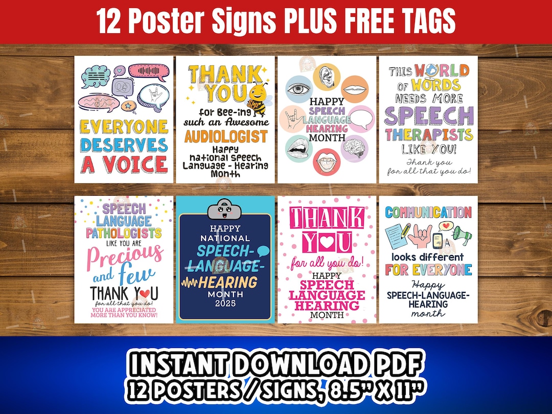 National Speech Language Hearing Month Signs Printable, Speech Language ...