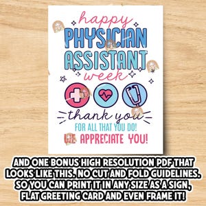 Physician Assistant Week Gift Printable, Physician Associate Card ...