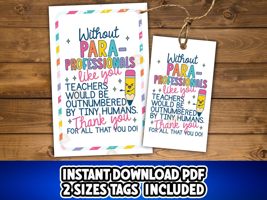 Paraprofessionals Gift Tag Printable, Funny Para Appreciation Tag - Etsy