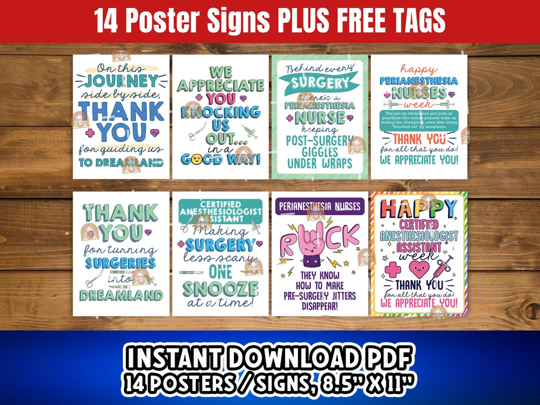 CAA Week Signs Printable, Perianesthesia Nurses Week Decor, Certified ...