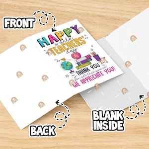 World Teachers' Day Card Printable, World Teachers Day Gift, Happy ...