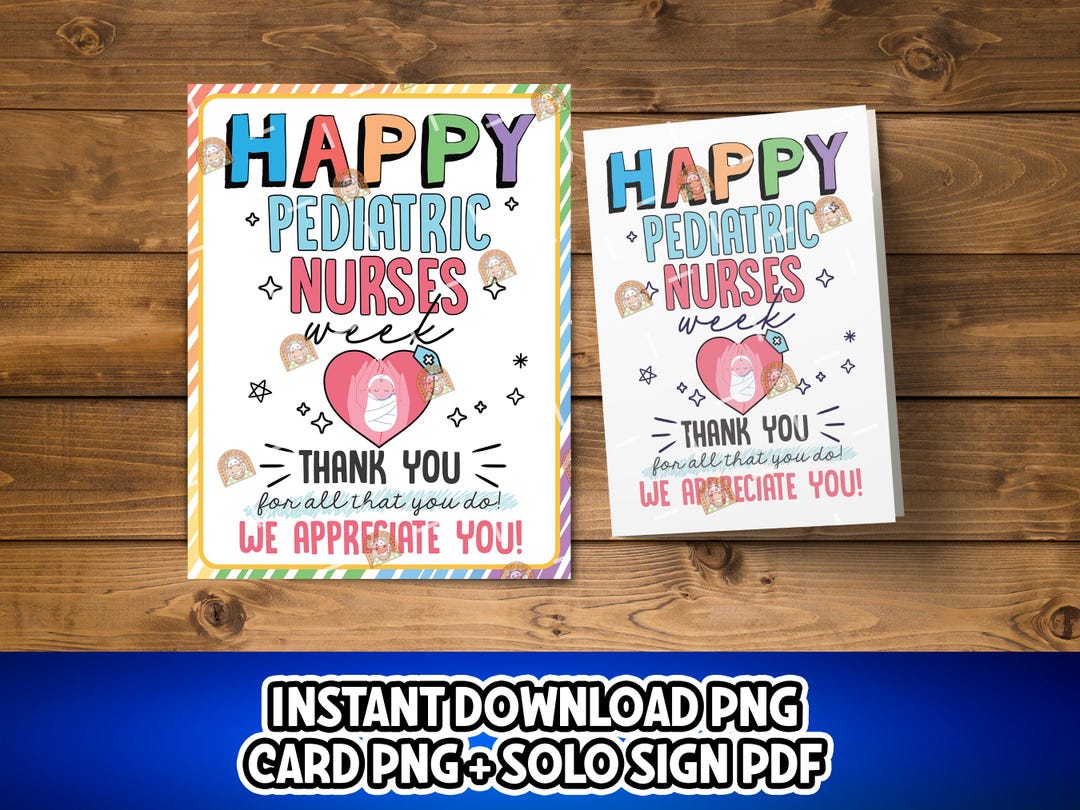 Pediatric Nurses Week Card Printable, Thank You Pediatric Nurse Gift ...