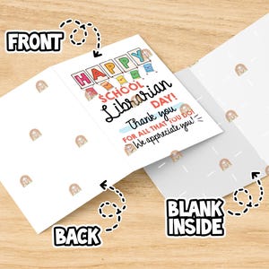 School Librarian Day Gift, Printable School Librarian Day Card, Thank ...
