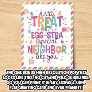 Easter Neighbor Gift, Printable Thank You Neighbor Easter Card, Easter ...
