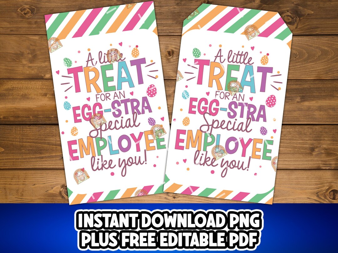 Easter Employee Gift Tag, Printable Thank You Employee Easter Tag ...