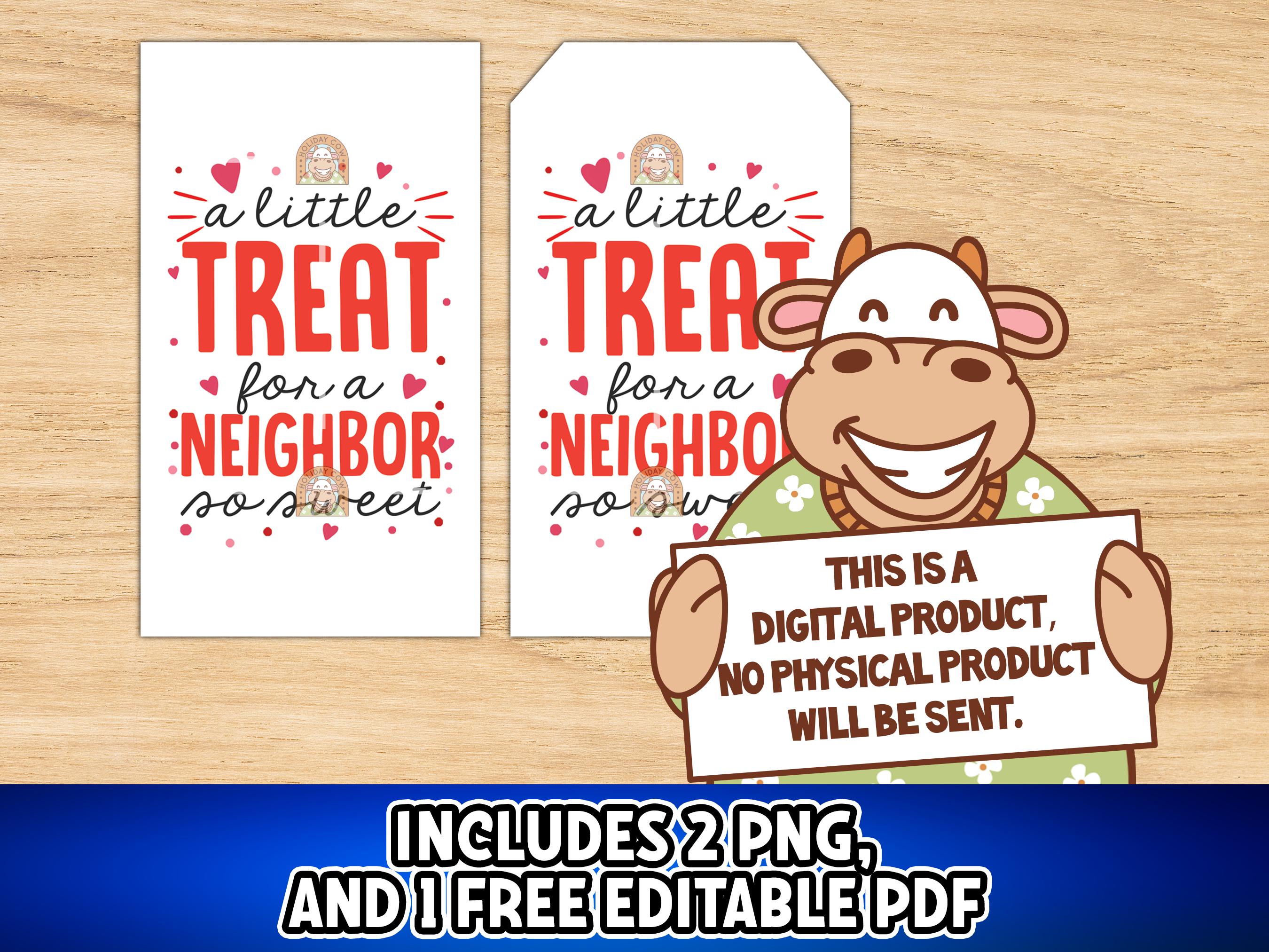 Valentines Neighbor Gift Tag, Printable Thank You Neighbor Valentine ...