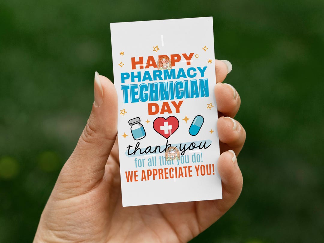 Pharmacy Tech Day Tags Printable, Pharmacy Technician Day Gift Tag ...