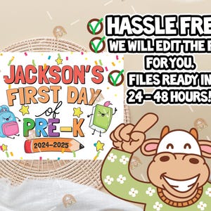 Back to School Sign Printable, Personalized First Day of School Sign ...