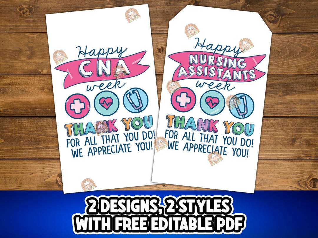 Printable CNA Tag, CNA Week Gift Tag, Certified Nursing Assistant Week ...