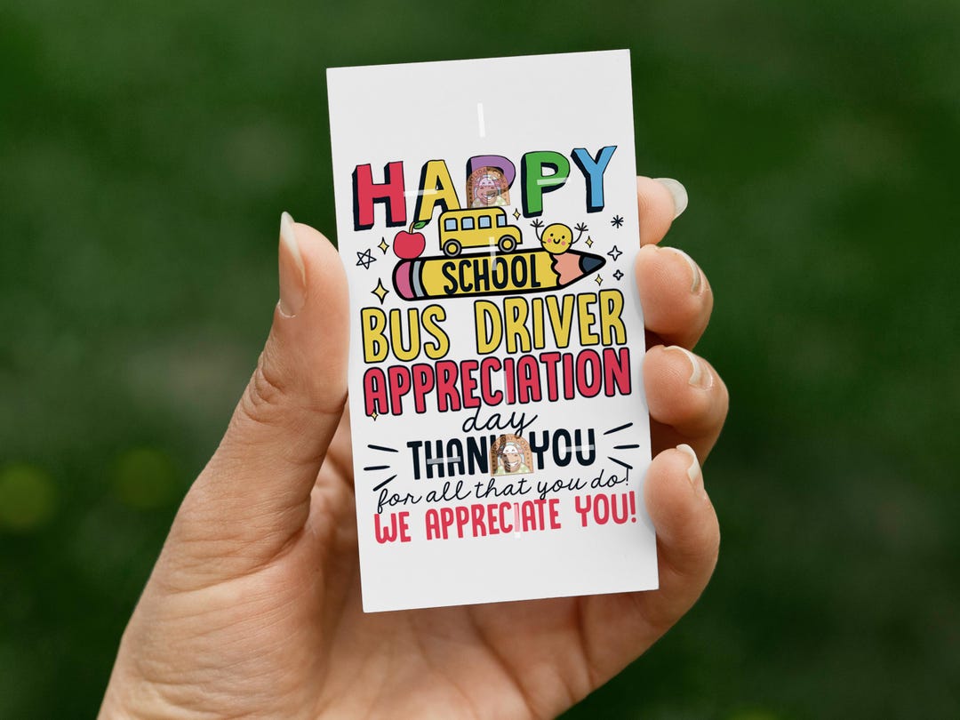 School Bus Driver Appreciation Day Gift Tag, Printable School Bus ...