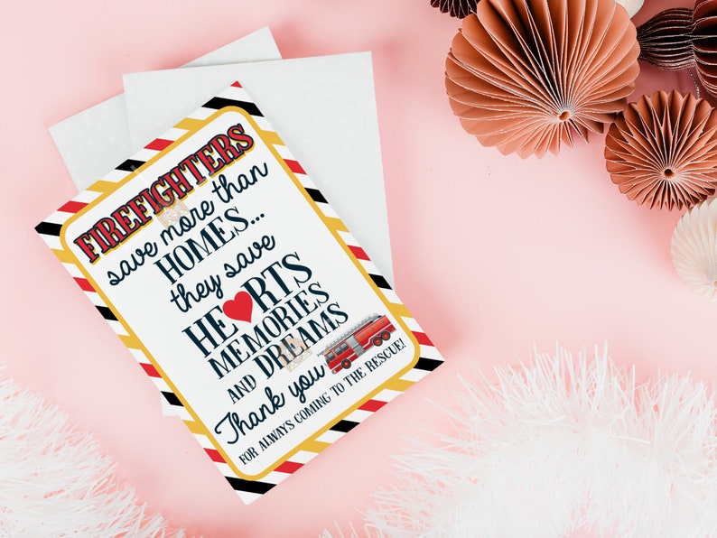 Firefighters Card, Firefighter Gift Printable, International ...