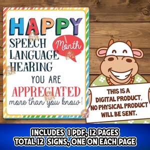 National Speech Language Hearing Month Signs Printable, Speech Language ...