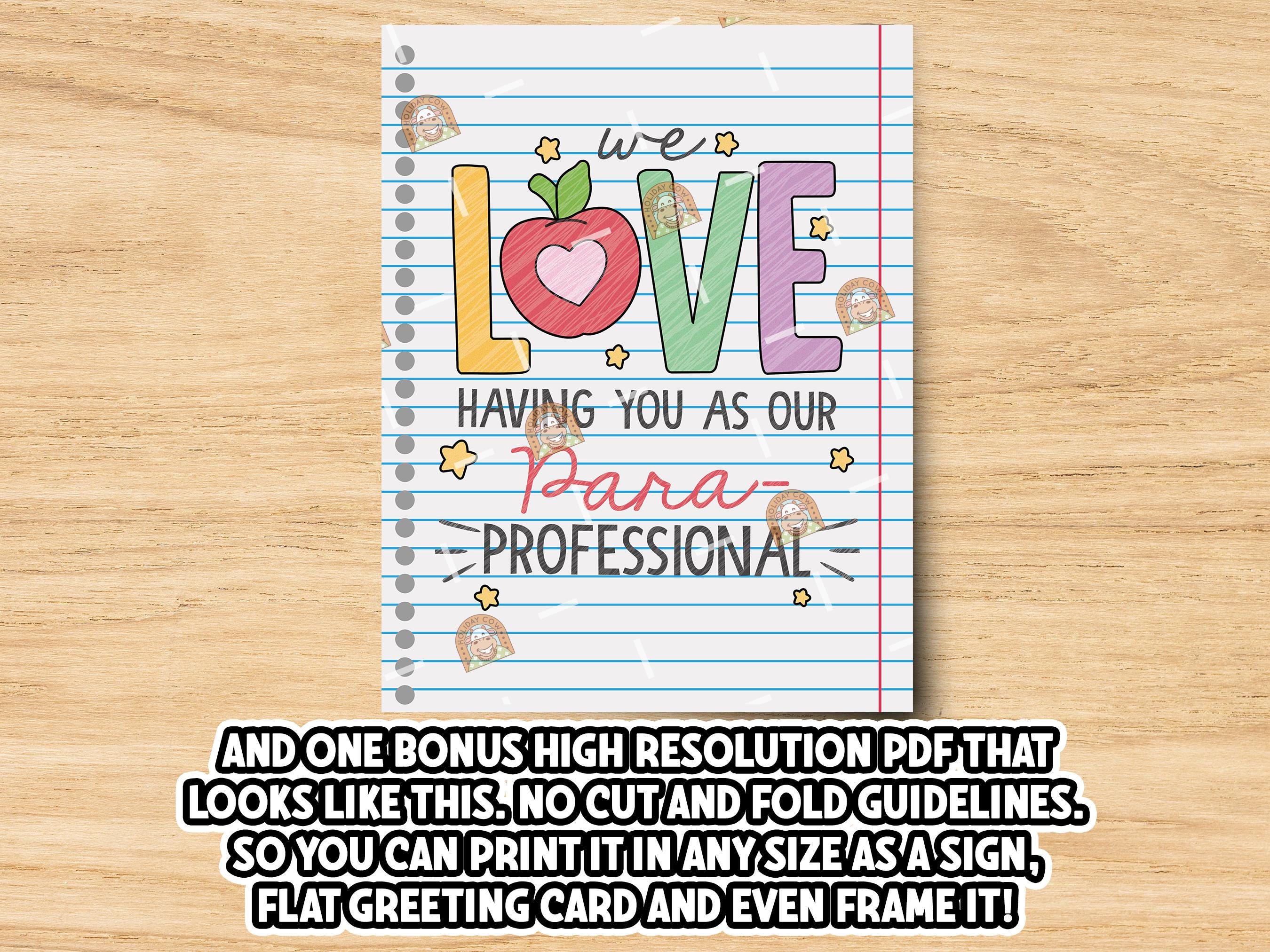 Paraprofessional Gift, School Paraprofessional Card Printable, Para ...