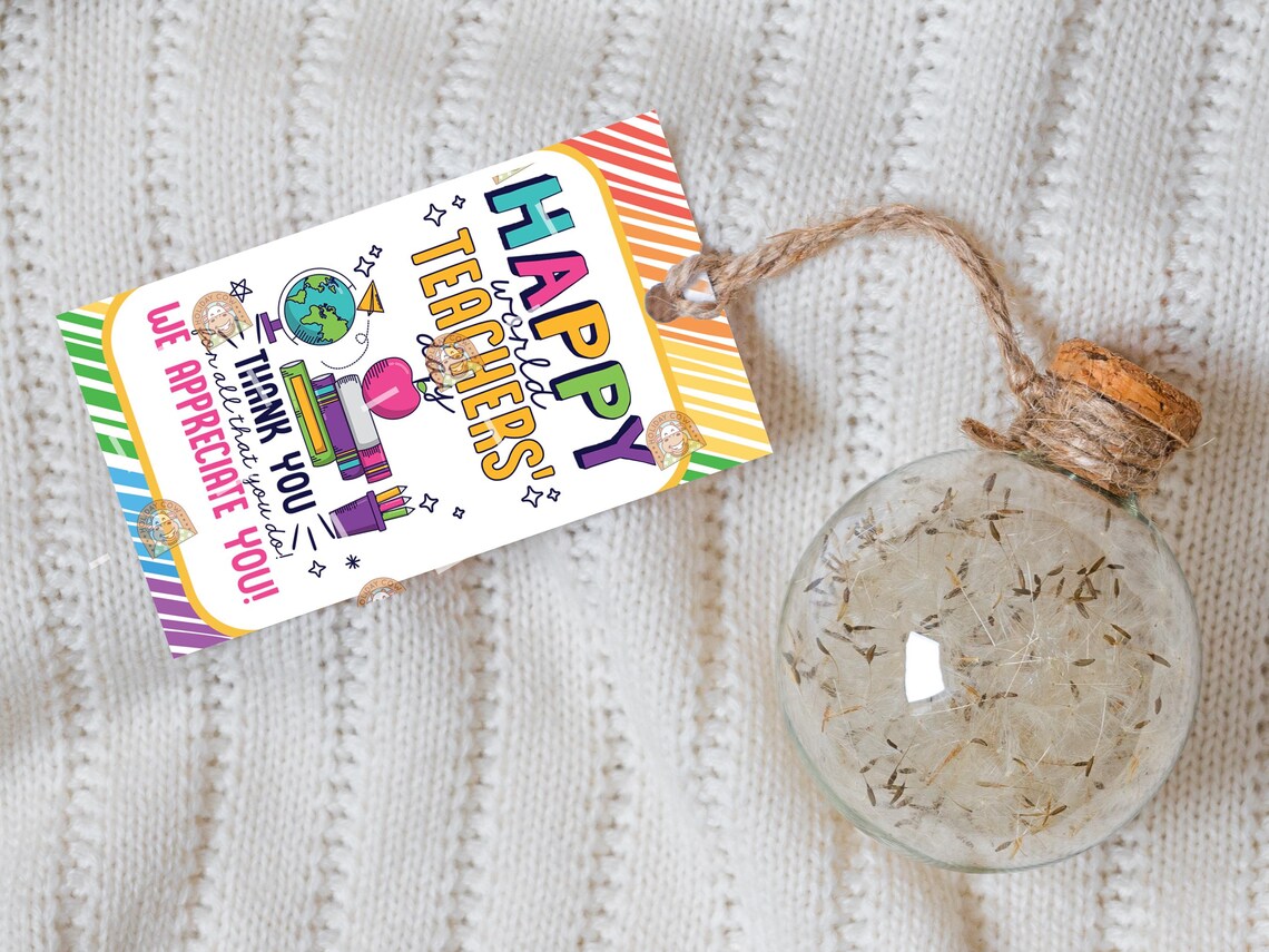 World Teachers Day Gift Tag Printable, World Teacher Day Tag, Happy ...