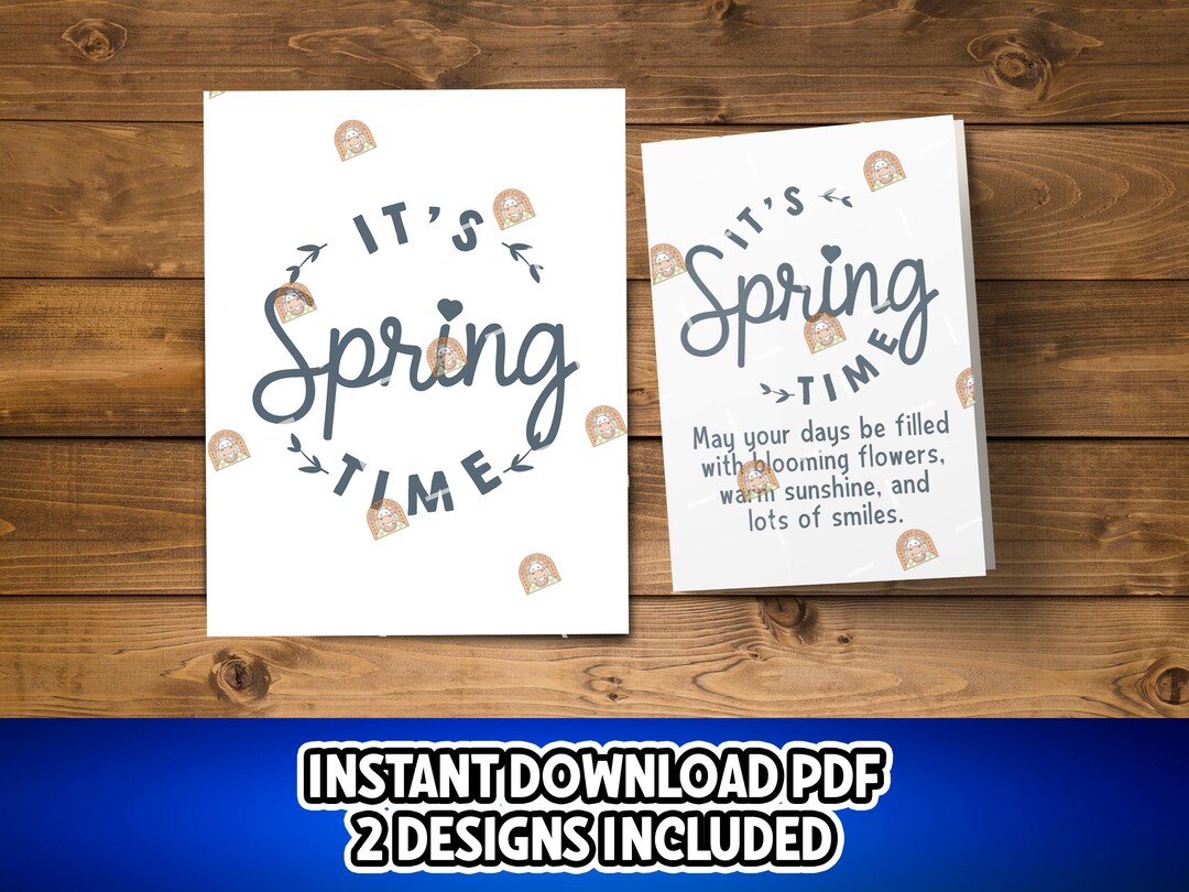 Spring Card Printable, Its Spring Time Sign, Hello Spring Greeting Card ...