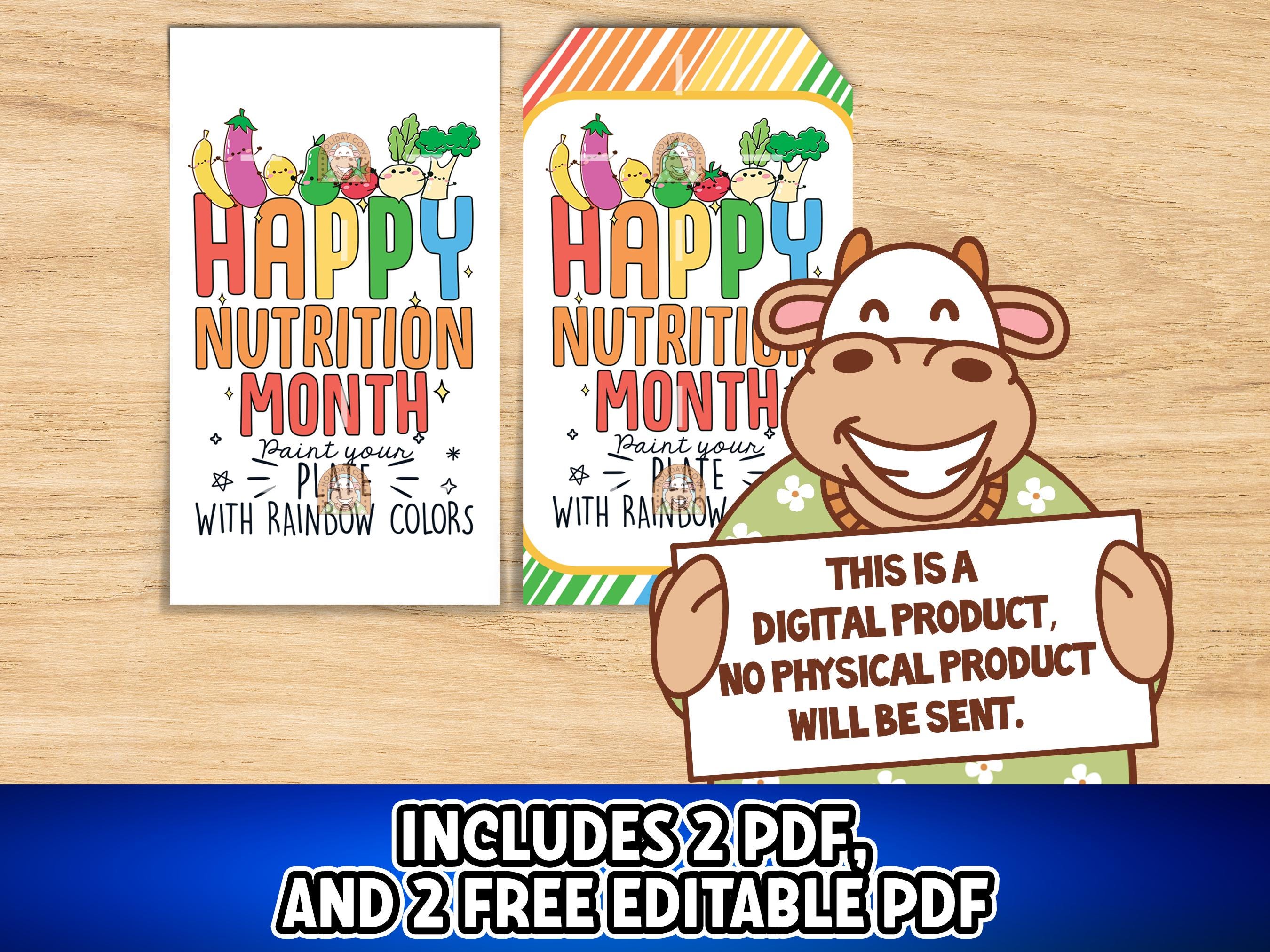Nutrition Month Gift Tag Printable, School Nutrition Month Tag ...