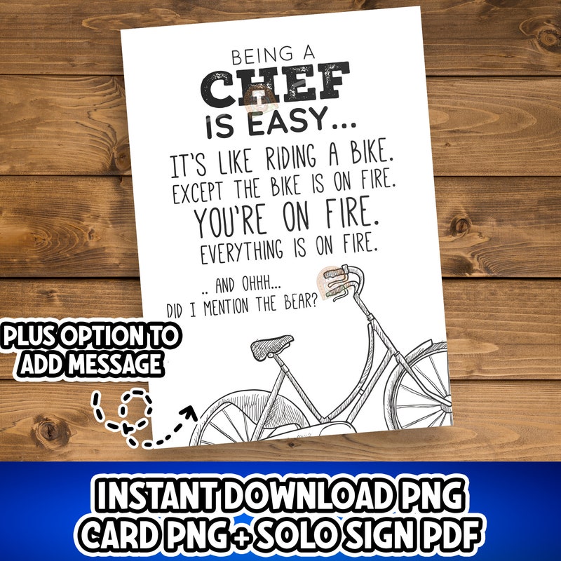Chef Thank You Card - Etsy