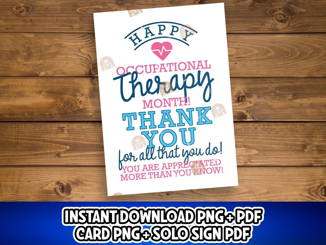 Occupational Therapy Month Card Printable, Occupational Therapist Gift ...