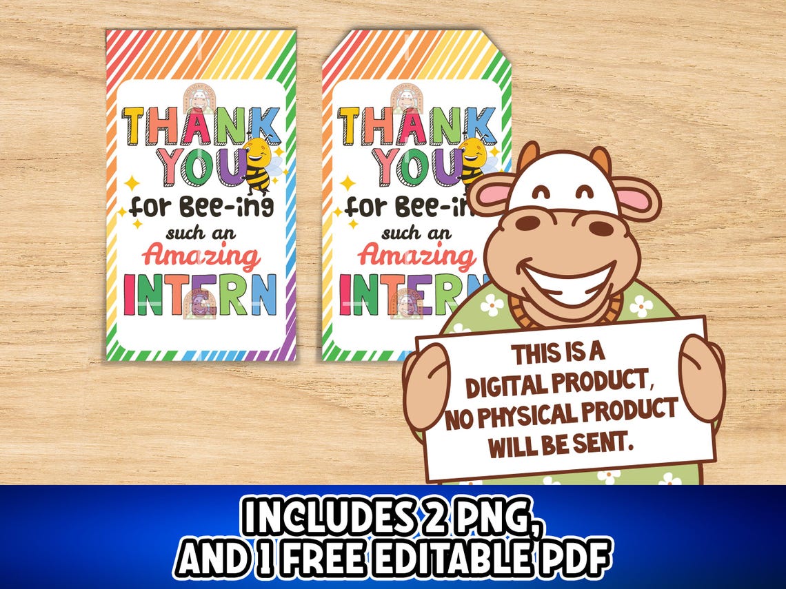 Intern Tag, Printable Tags for Intern, National Intern Day Gift Tags ...