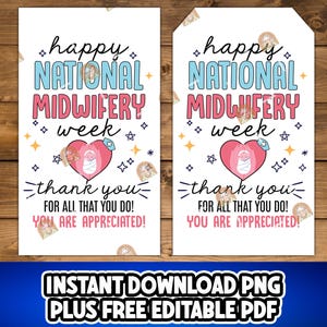 Nurse Midwifery Week Gift Tag, Printable Nurse Midwifery Week Tags ...