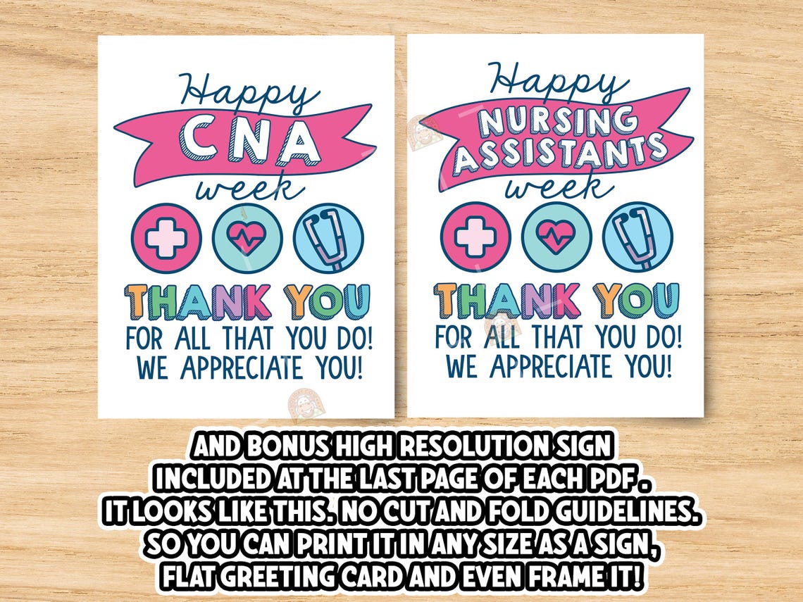 CNA Week Gift, Printable CNA Card, Certified Nursing Assistant Week ...