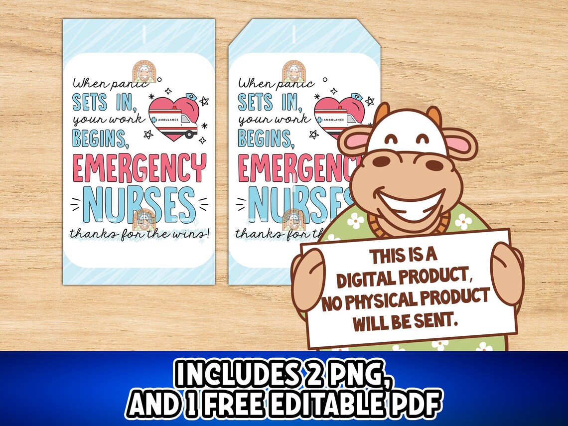 ER Nurse Week Tag Printable, ER Nurse Gift Tag, Thank You Er Nurses Day ...