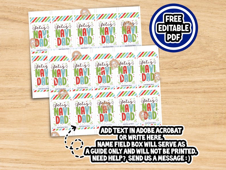 Feliz Navidad Tag Printable, Spanish Christmas Treat Tag, Happy ...