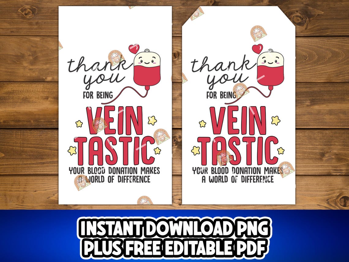 Blood Donors Gift Tag, Printable Blood Donor Month Tags, Thank You ...