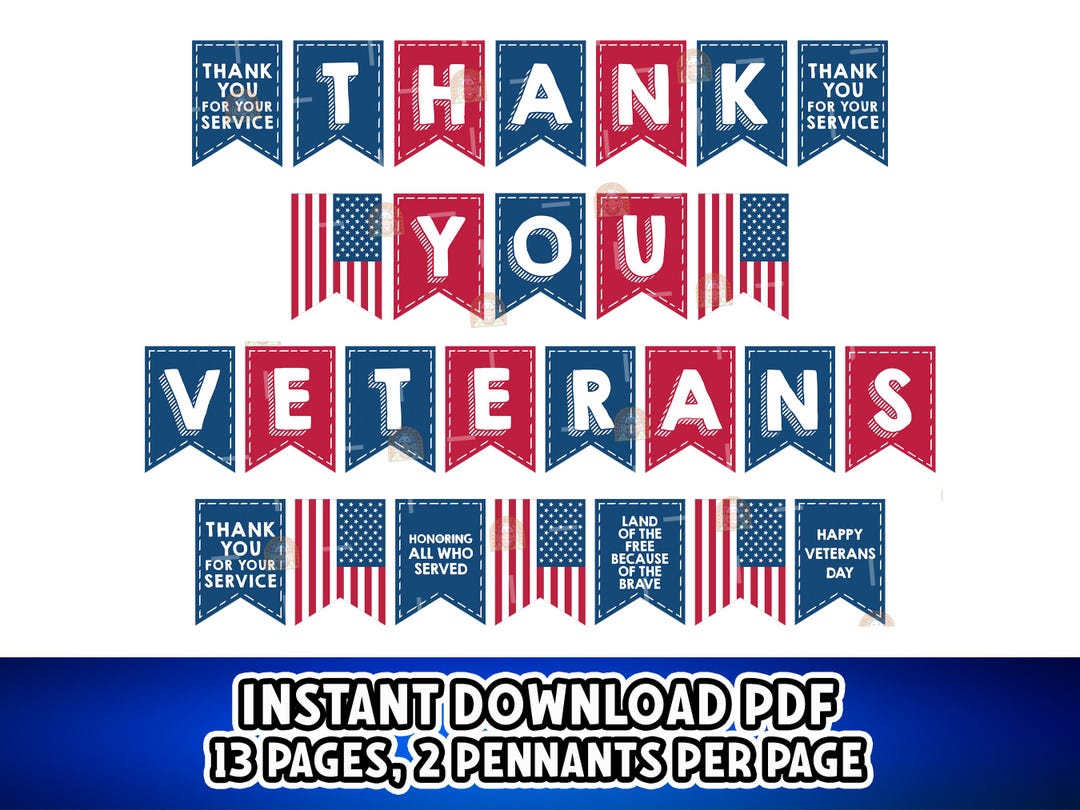 Veterans Day Banner Printable, Veterans Appreciation Day Gift, Happy ...