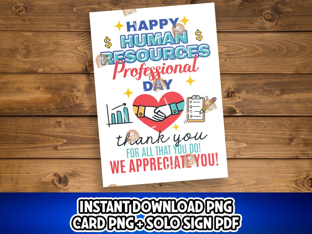 HR Professionals Day Gift Printable, Human Resources Professional Day Card, HR Professionals Day ...