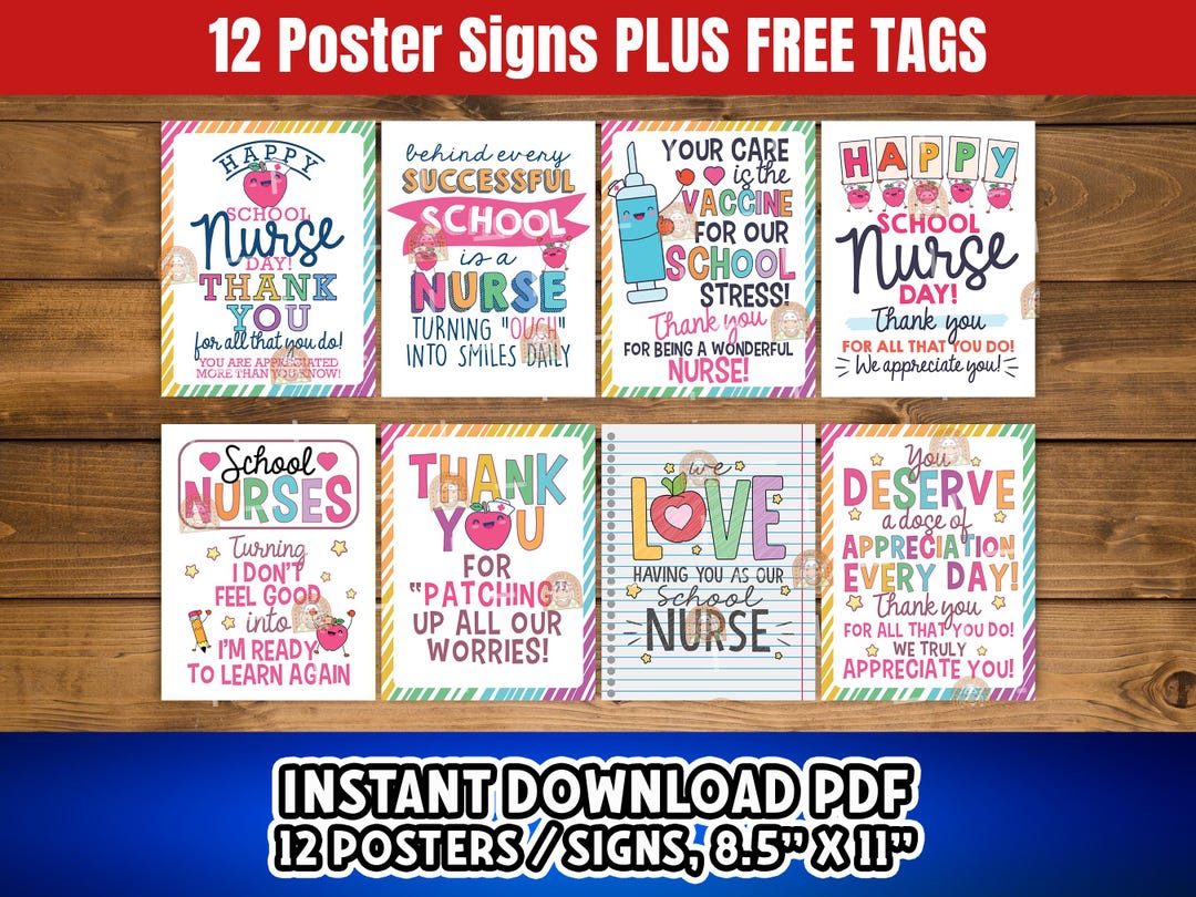 School Nurse Day Signs Printable, School Nurse Gift, School Nurse ...