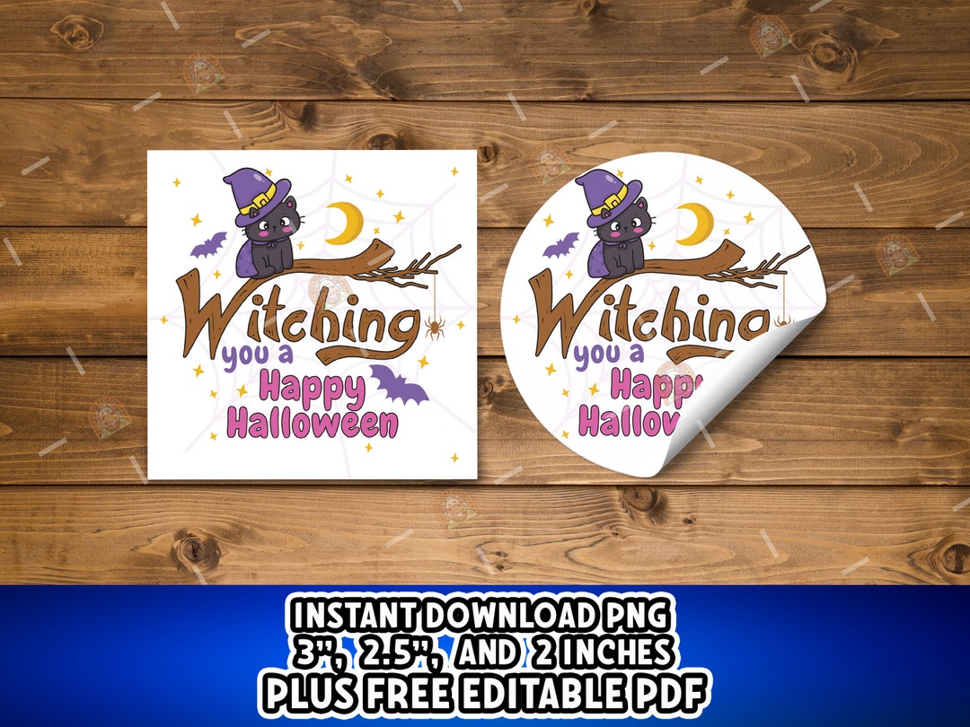 Witch Gift Tag, Printable Happy Halloween Gift Tag, Halloween Treat Bag ...