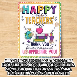 World Teachers' Day Card Printable, World Teachers Day Gift, Happy ...