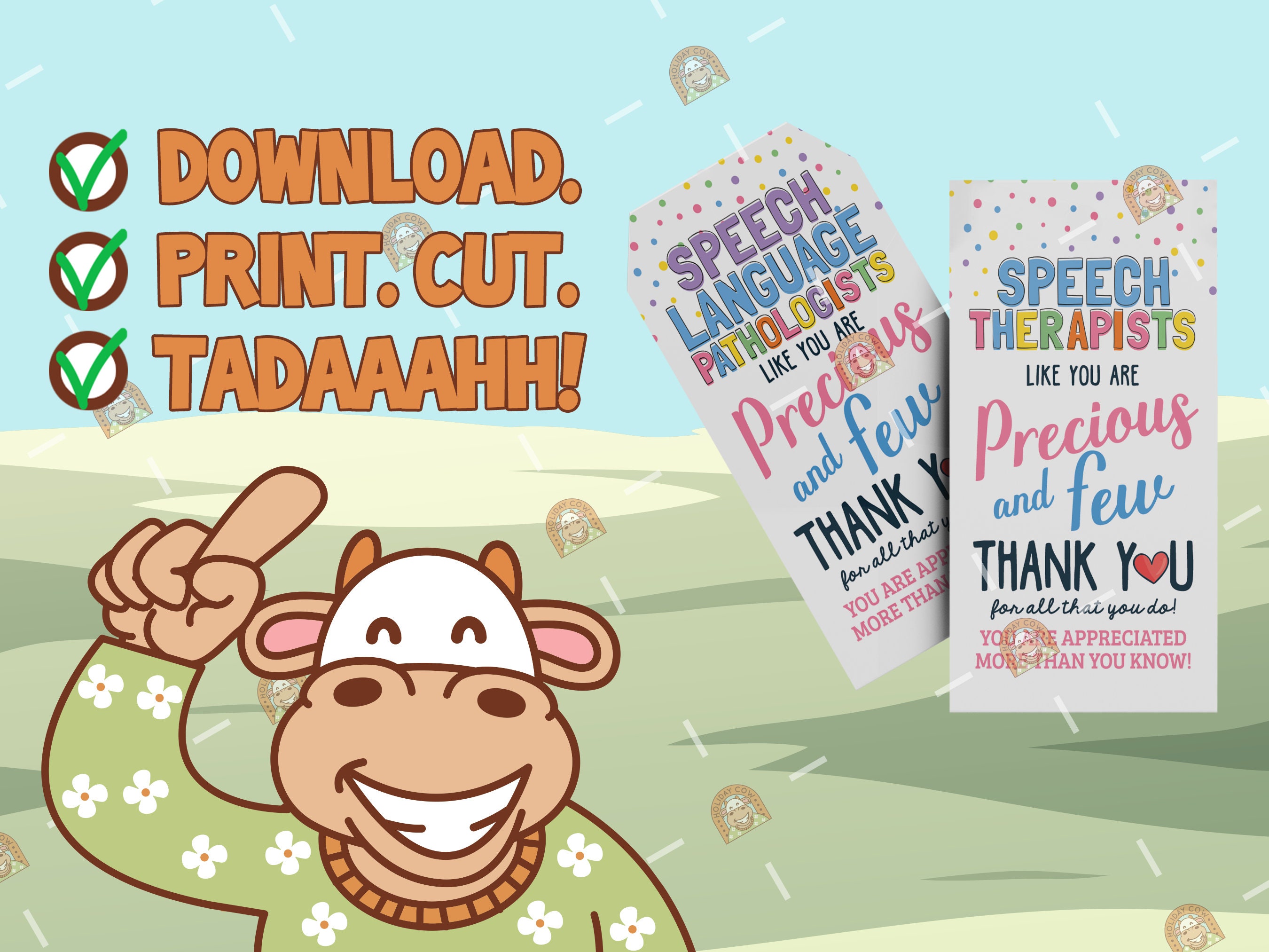 Speech Therapist Gift Tag Printable, Speech Language Pathologist Gift ...