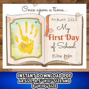 First Day of School Handprint Craft Printable, Back to School Handprint ...