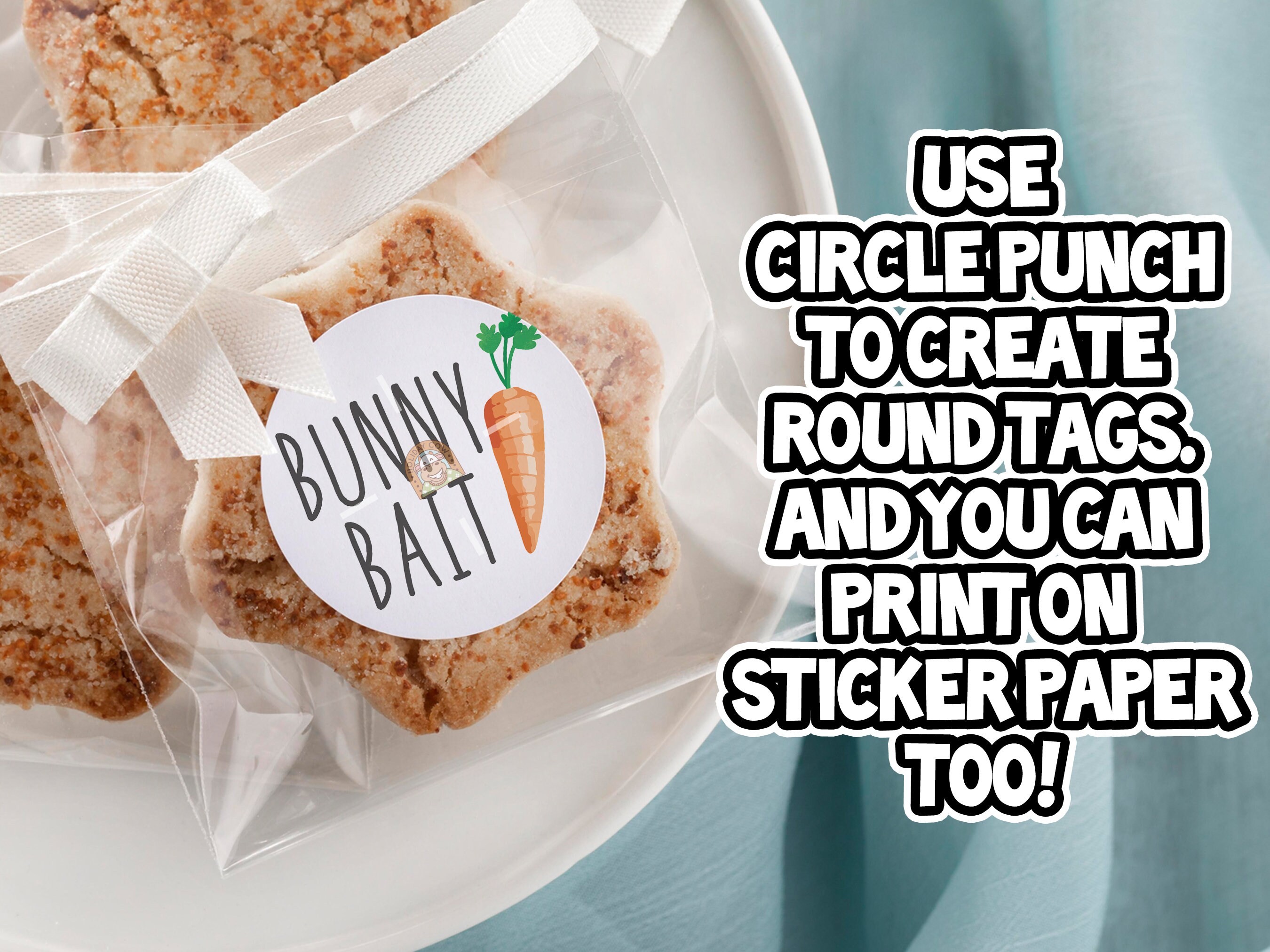 Printable Easter Tag, Minimalist Bunny Bait Tag, Bunny Cookie Tag ...