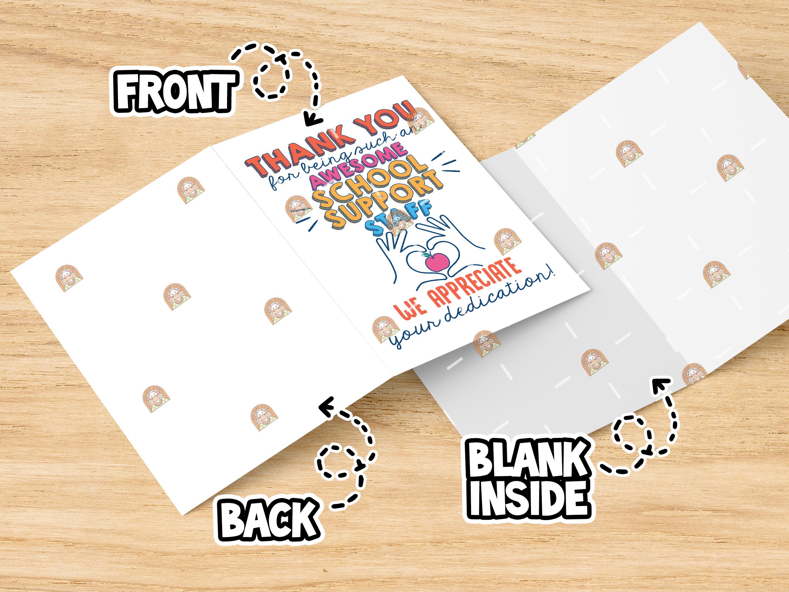 School Support Staff Card Printable, Thank You School Support Staff ...