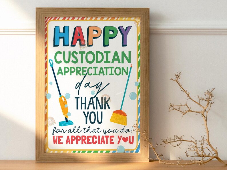 Custodian Day Card Printable, Custodian Appreciation Gift, Thank You ...