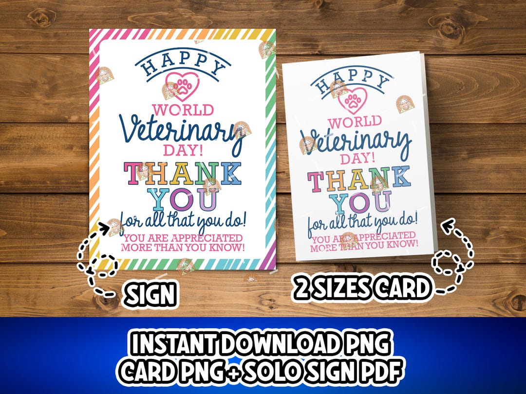 World Veterinary Day Card Printable, Veterinary Day Gift for ...