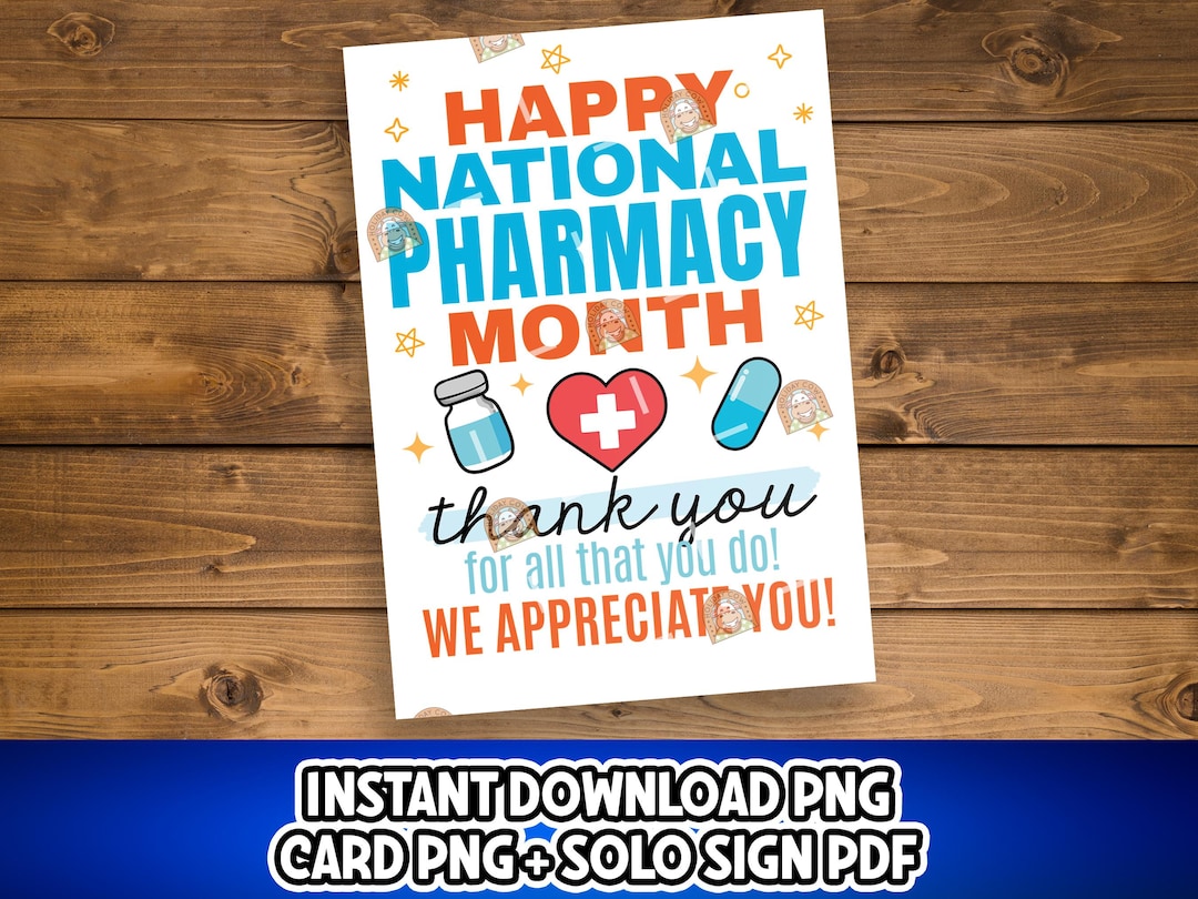 National Pharmacy Month Card Printable, Pharmacy Month Gift, Pharmacy ...