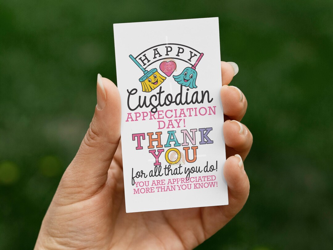 Custodian Day Gift Tags Printable, Custodian Appreciation Tag, Thank ...