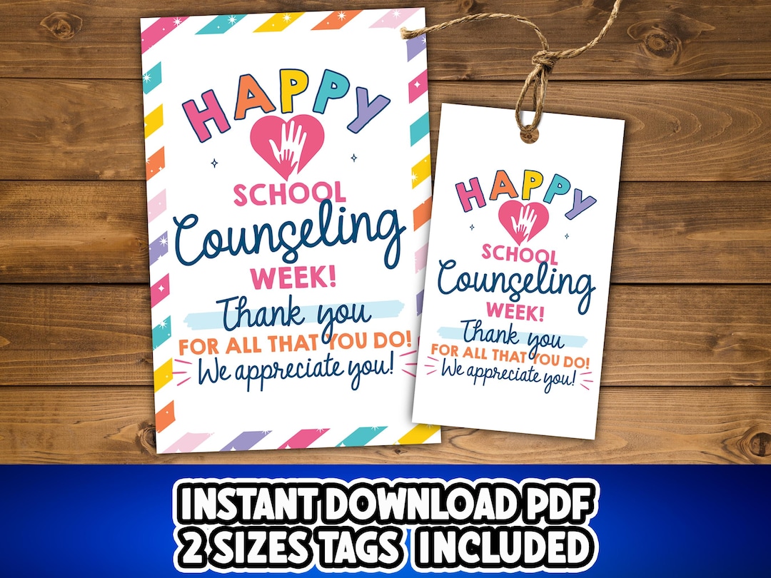School Counseling Week Tag, Printable School Counselor Appreciation ...