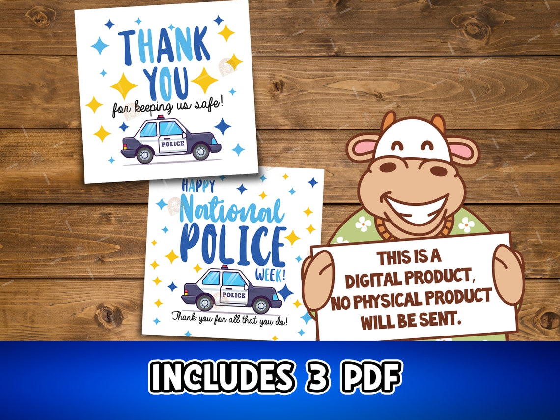 Police Week Tags Printable, National Police Officers Week Gift Tag ...