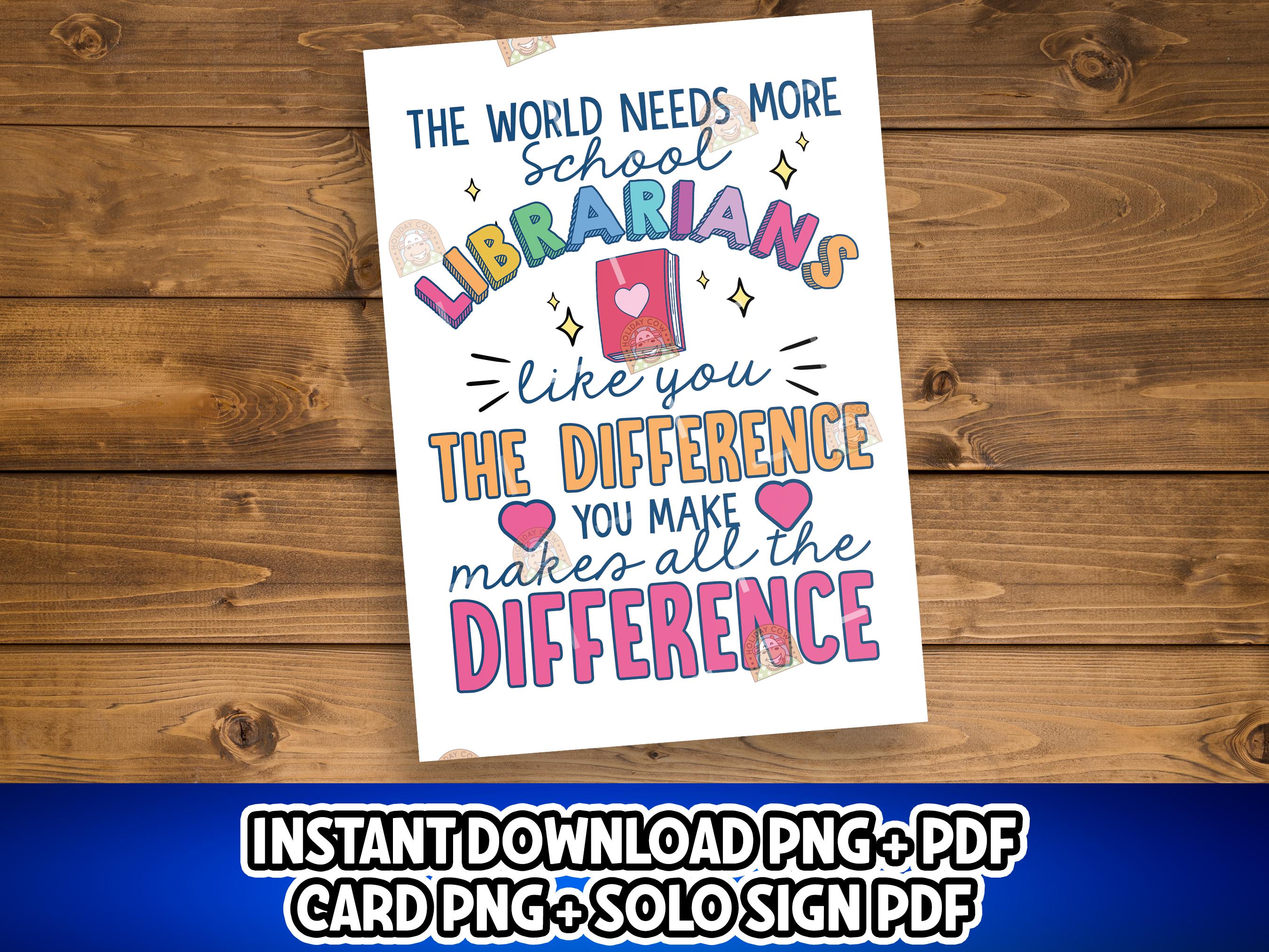 School Librarian Gift, Printable Librarian Card, Librarian Thank You ...