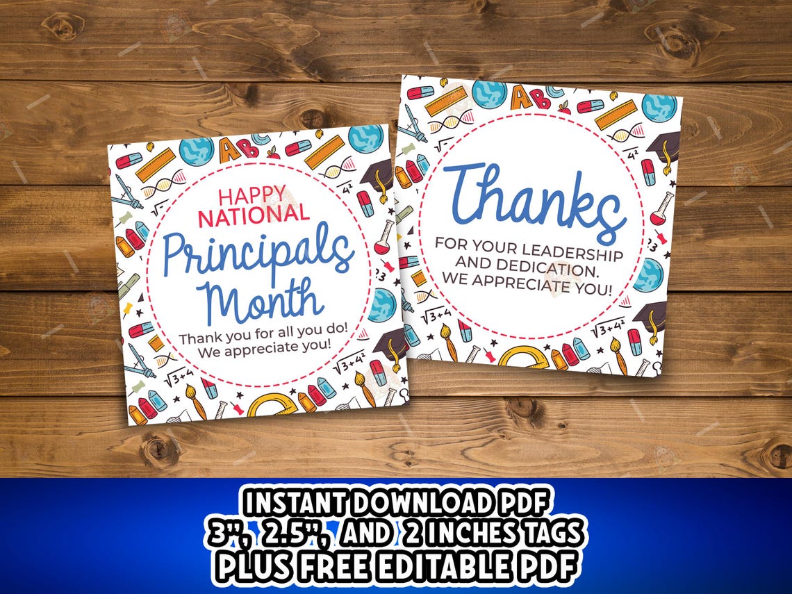 National Principals Month Tag Printable, Principal Appreciation Month ...